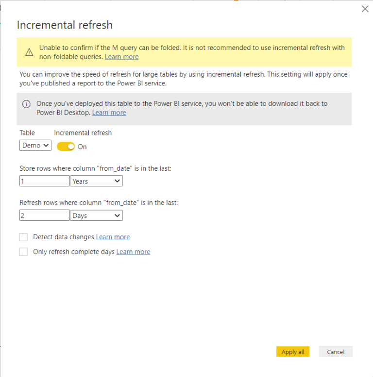 Power BI incremental data refresh with JSON REST API - BecTec Solutions